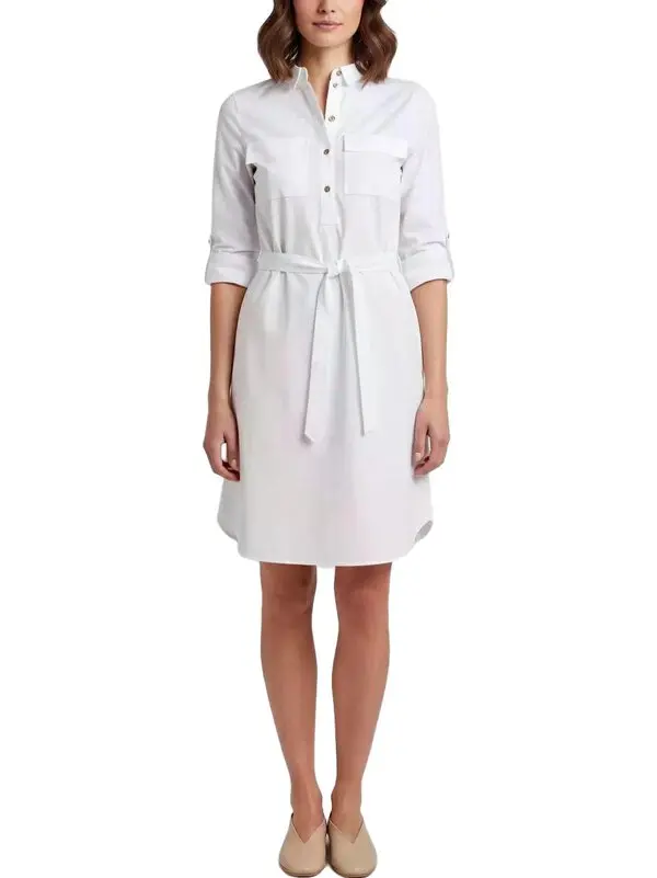 Burberry Cotton Belted Shirt Mini Dress - White