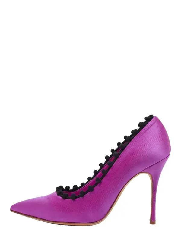 Manolo Blahnik Bb Pointed-toe Pumps With Pom-pom Trim - Red