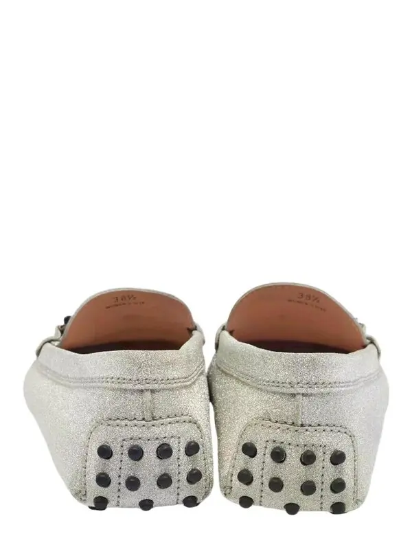 TOD'S Double T Glitter-detail Loafers - Silver