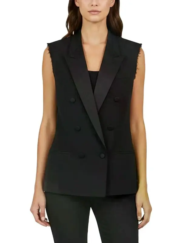 Saint Laurent Sleeveless Distressed Blazer-style Waistcoat - Black