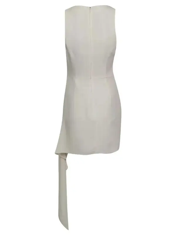 Elisabetta Franchi Sleeveless Asymmetrical Draped Mini Dress - Neutrals
