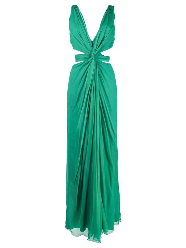 Alberta Ferretti Twist-front Silk Gown - Green