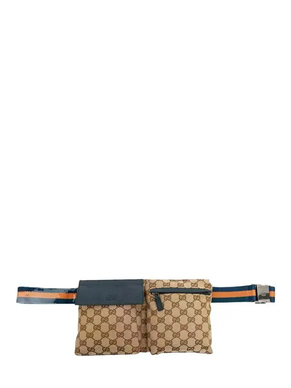 Gucci Gg Canvas Web Double Pocket Belt Bag - Neutrals