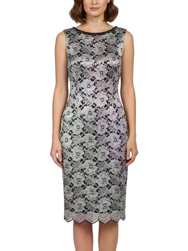 Roberto Cavalli Floral Jacquard V-back Midi Dress - Grey