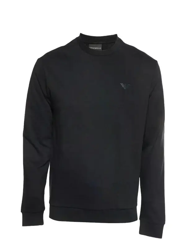 Emporio Armani Logo Applique Crew Neck Sweatshirt - Black