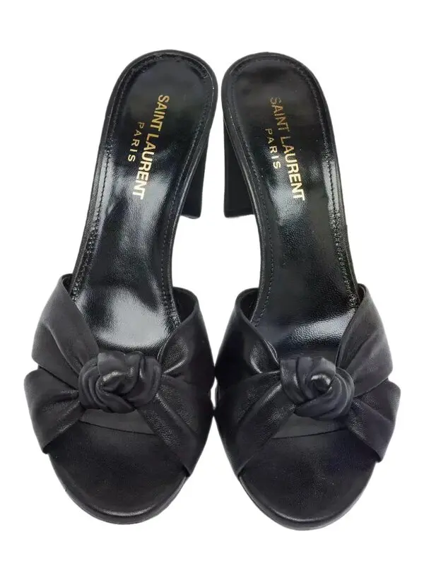 Saint Laurent Bianca Leather Heeled Sandals - Black