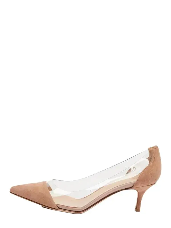 GIANVITO ROSSI Plexi Suede Pointed Toe Stiletto Heel Pumps - Neutrals