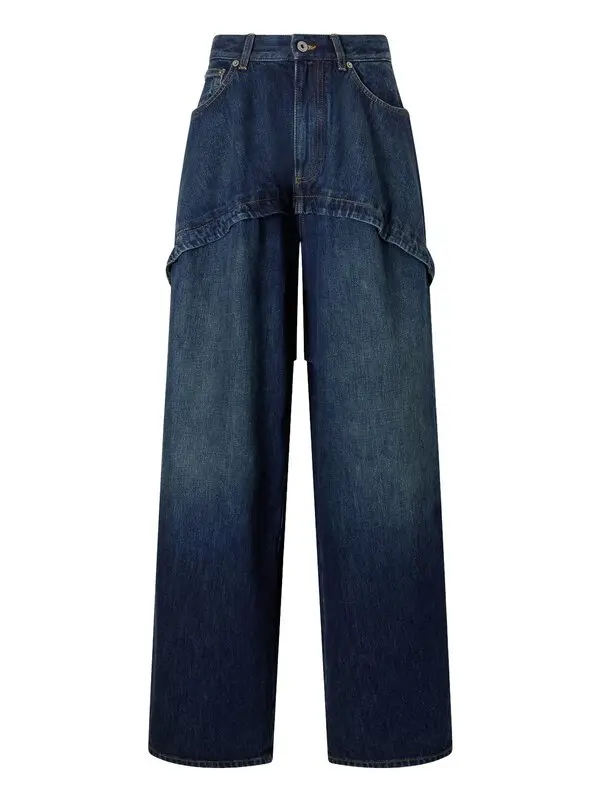 Loewe Tiered Mid-rise Wide-leg Jeans - Blue