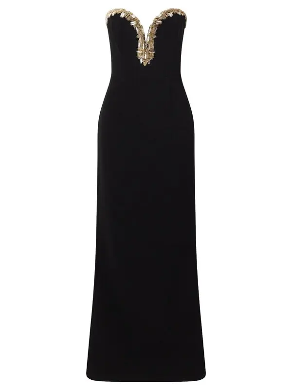 Rebecca Vallance Alexandrite Embellished Strapless Cady Gown - Black