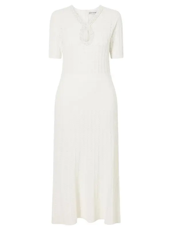 Rebecca Vallance Embellished Crochet-knit Midi Dress - Neutrals