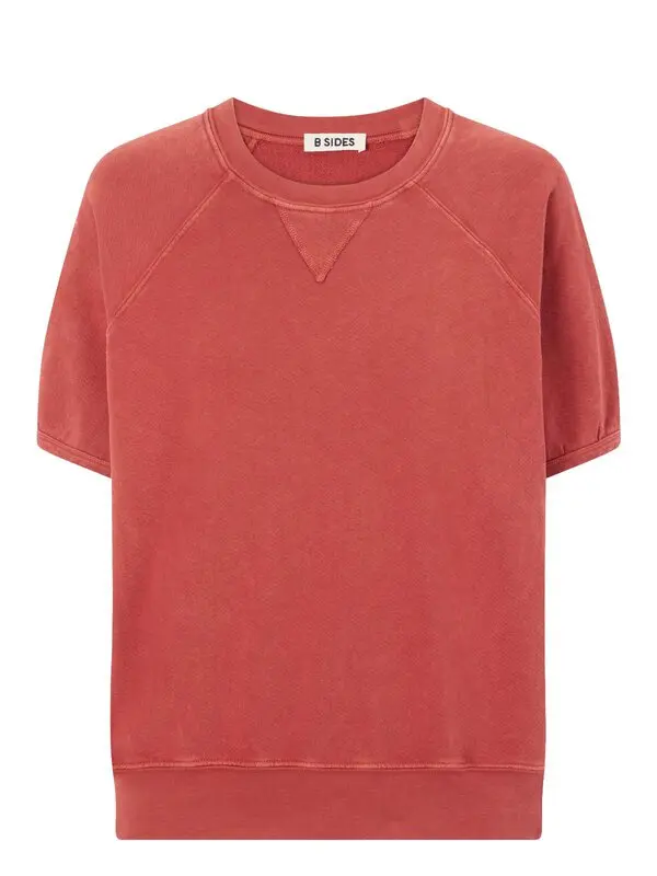 B Sides Cotton Terry Raglan Short Sleeve T-shirt - Red