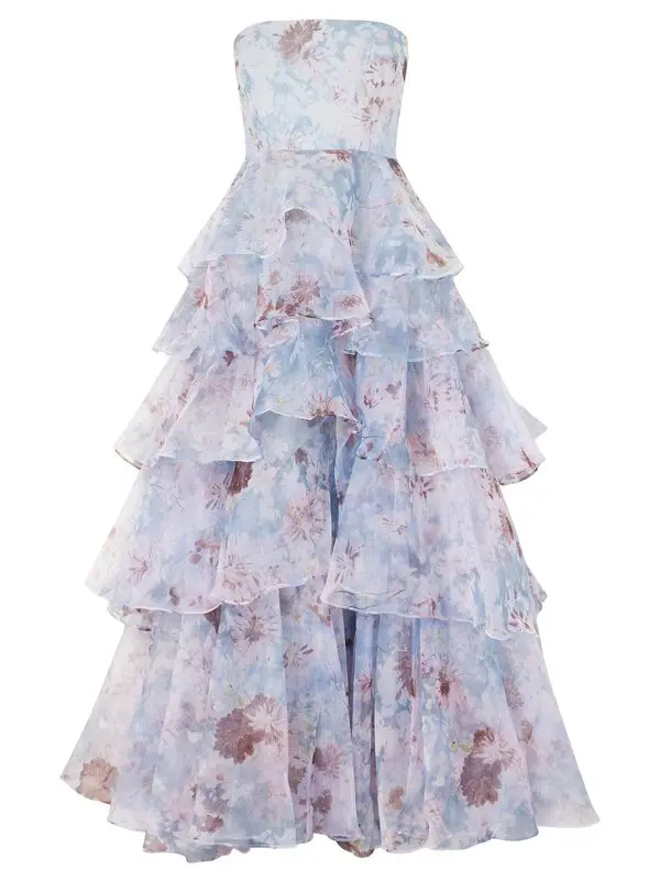 Aje Gabrielle Strapless Tiered Ruffled Gown - Purple