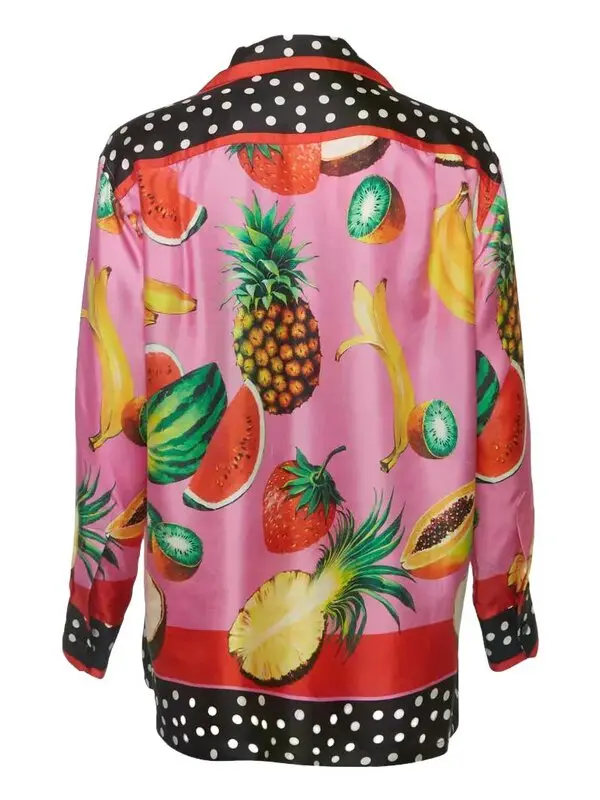 Dolce & Gabbana Printed Silk Camp Collar Shirt - Pink