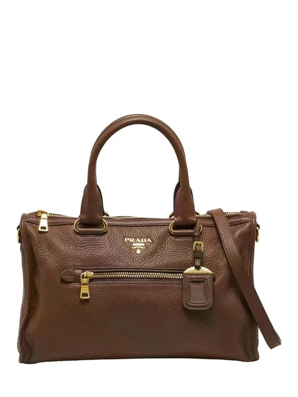 Prada Vitello Daino Bauletto Tote Bag - Brown