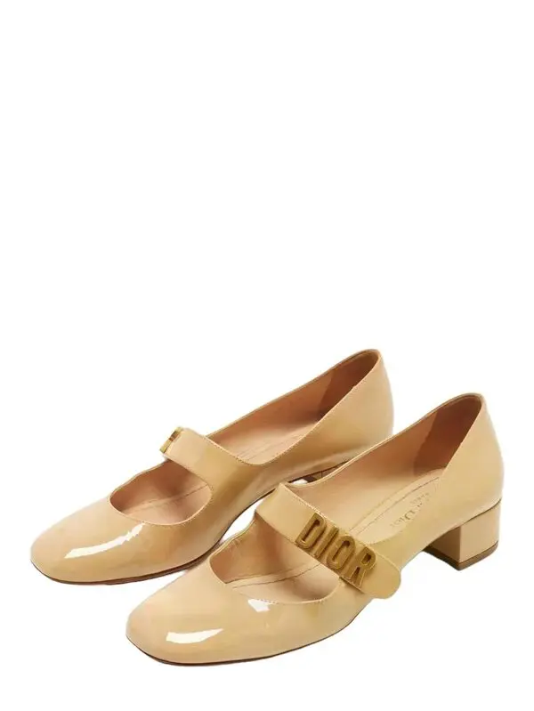 Dior Logo Plaque Heeled Pumps - Neutrals