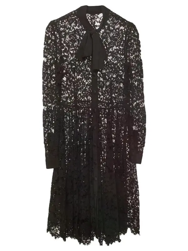 Dolce & Gabbana Floral-lace Midi Dress - Black