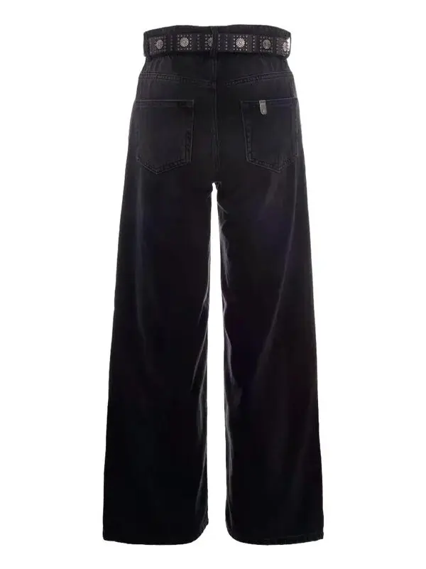 Liu Jo Belted Waist Wide-leg Jeans - Black