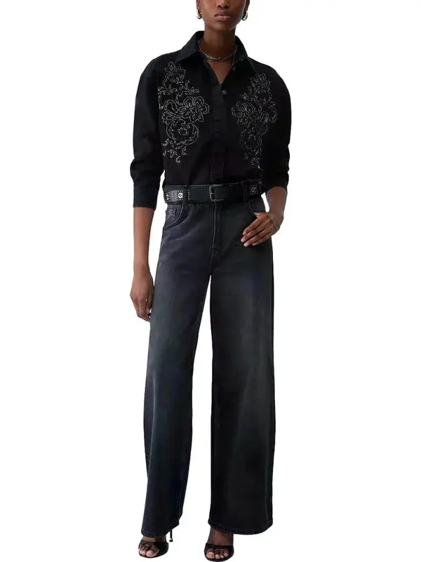 Liu Jo Belted Waist Wide-leg Jeans - Black