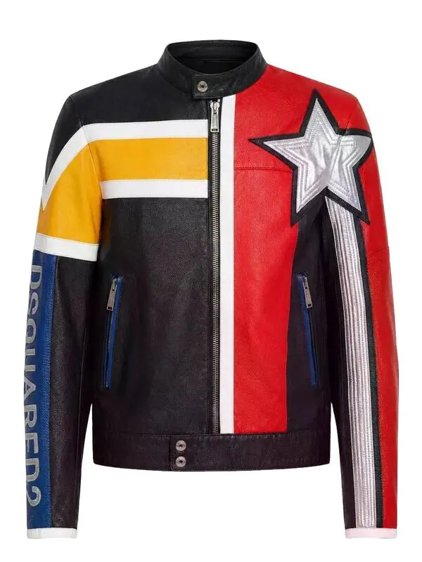 Dsquared2 Caten Leather Biker Jacket - Black