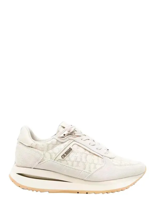 Guess Logo-print Suede Panel Sneakers - Neutrals