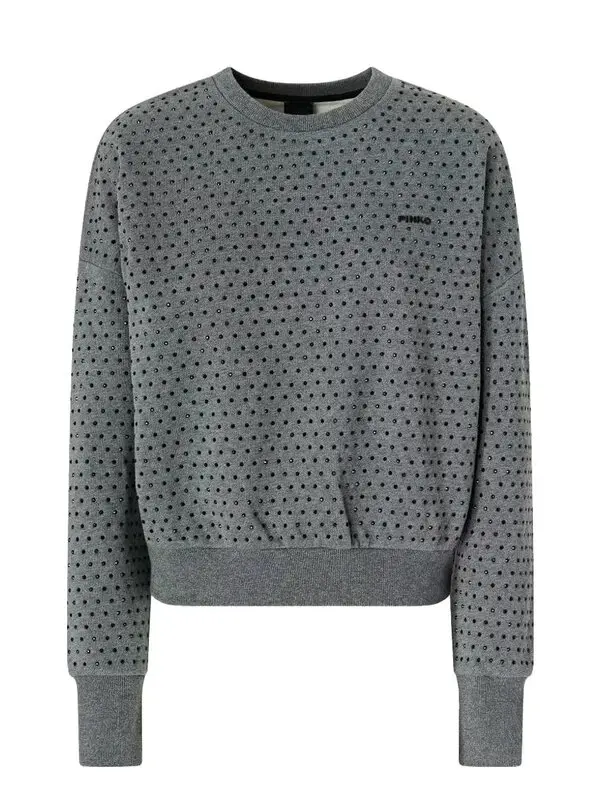 Pinko Crystal-embellished Logo-print Sweatshirt - Grey