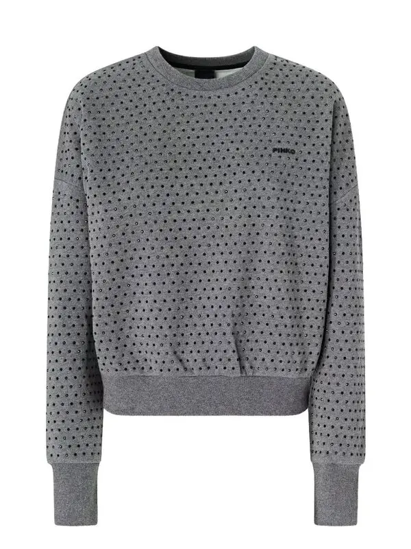 Pinko Crystal-embellished Logo-print Sweatshirt - Grey