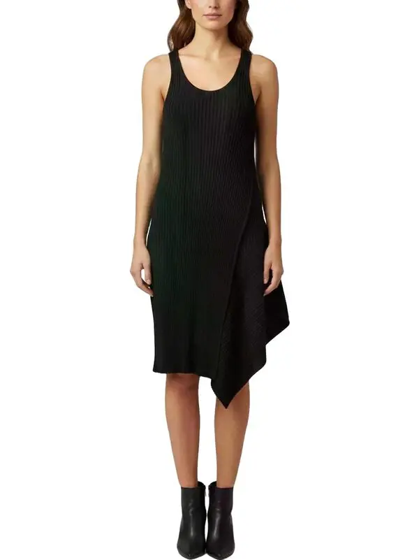 Stella McCartney Rib-knit Asymmetrical Midi Dress - Black