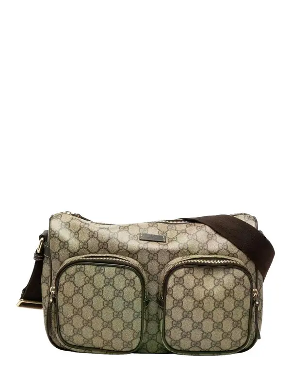 Gucci Gg Supreme Double Pocket Crossbody Bag - Neutrals
