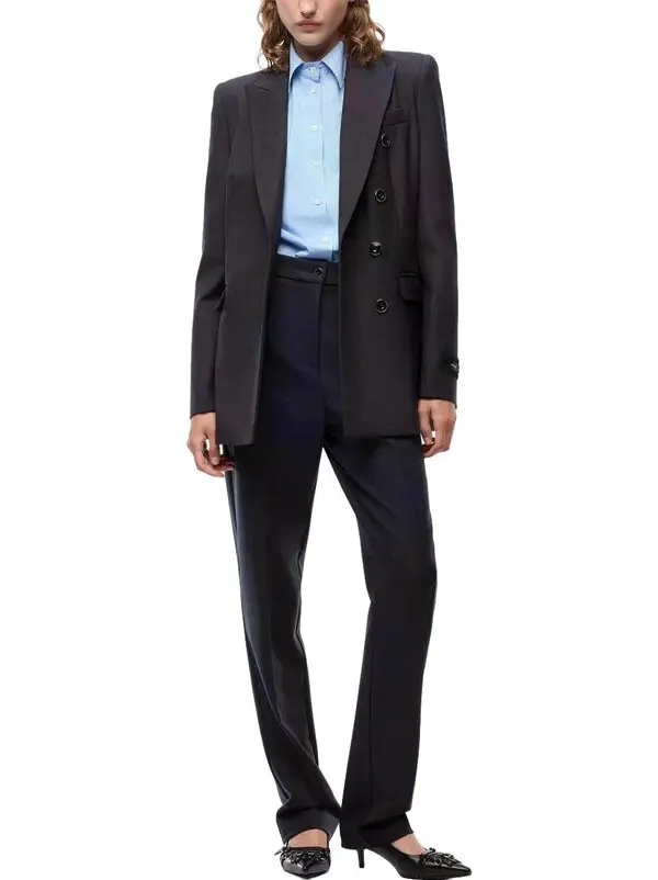 Pinko Logo Embroidered Cotton Shirt - Blue