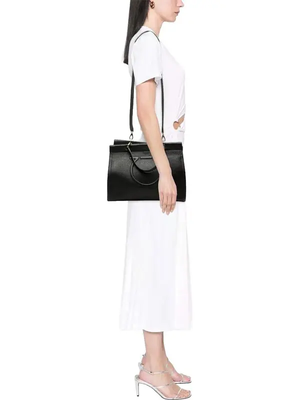 FERRAGAMO Grained Calfskin Satchel - Black