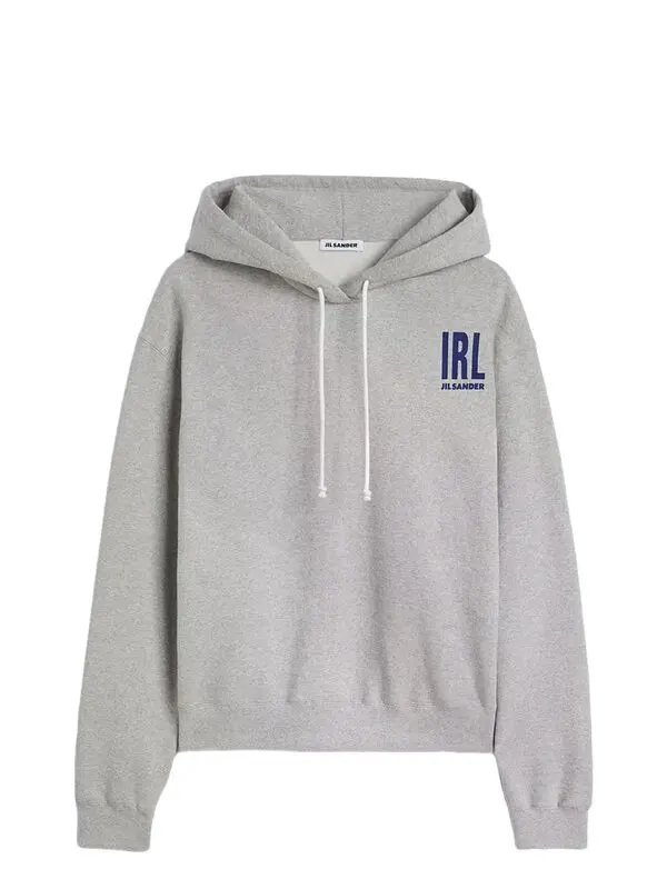 JIL SANDER Logo-print Jersey Hoodie - Grey