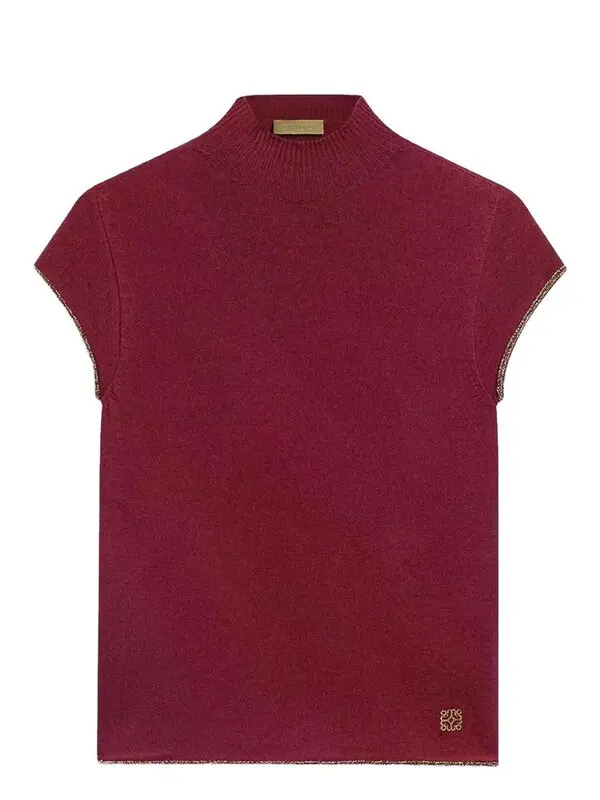 Momoni Sleeveless Mock Neck Top - Red