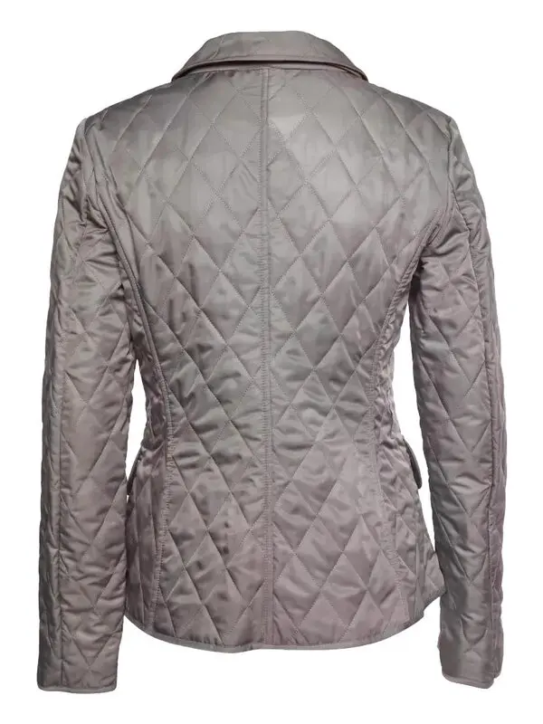 Burberry Diamond-quilted Button-up Jacket - Grey
