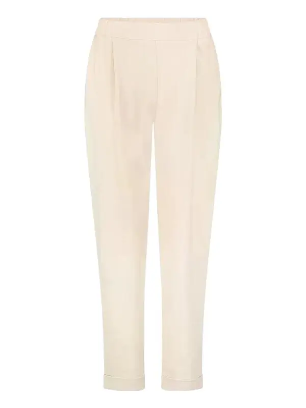BETTY BARCLAY Pleated Turn-up Trousers - Neutrals