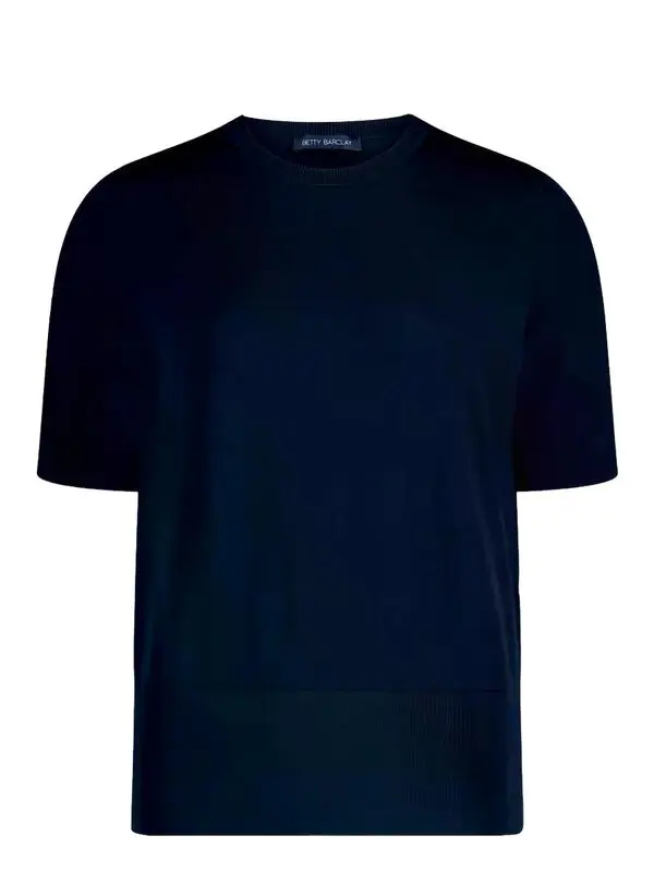 BETTY BARCLAY Fine Knit Short Sleeve Crewneck Sweater - Blue