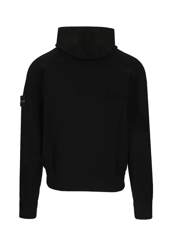 Stone Island Logo-patch Zip-up Hoodie - Black