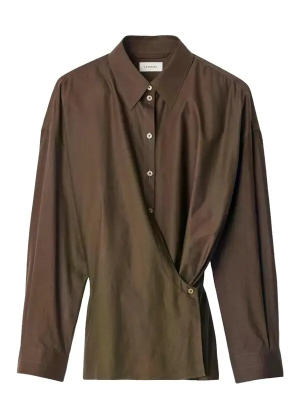 LEMAIRE Straight Collar Twisted Shirt - Brown