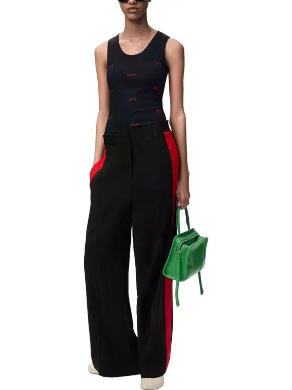 Loewe Embroidered Logo Ribbed Tank Top - Black
