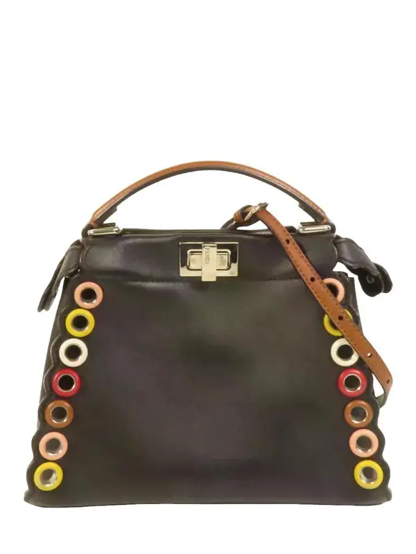 Fendi Peekaboo Eyelet Shoulder Bag - Black