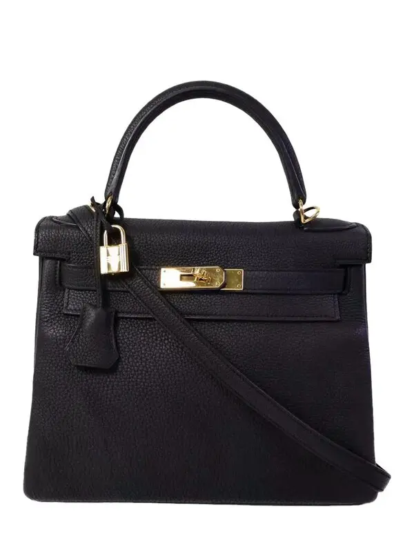 Hermès 28 Kelly Tote Bag In Taurillon Clemence Leather With Gold-tone Hardware - Black