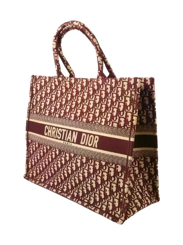 Dior Large Book Tote Logo Detail Canvas Tote Bag - Red