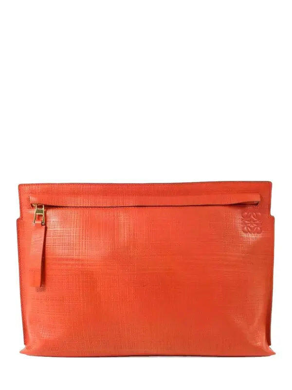Loewe T Pouch Leather Clutch Bag - Red