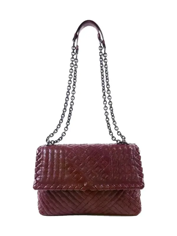 Bottega Veneta Intrecciato Leather Shoulder Bag - Red