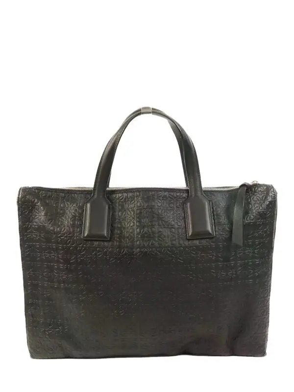 Loewe Anagram Embossed Leather Tote Bag - Black