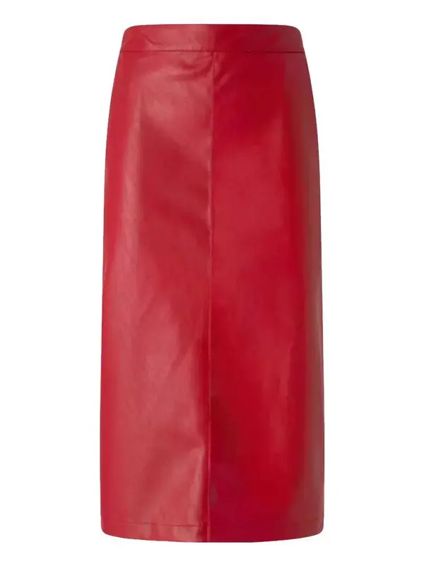 Pinko Faux-leather Midi Skirt With Rear Slit - Red