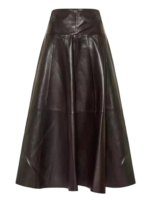 Nour Hammour Panelled Leather Skirt - Brown