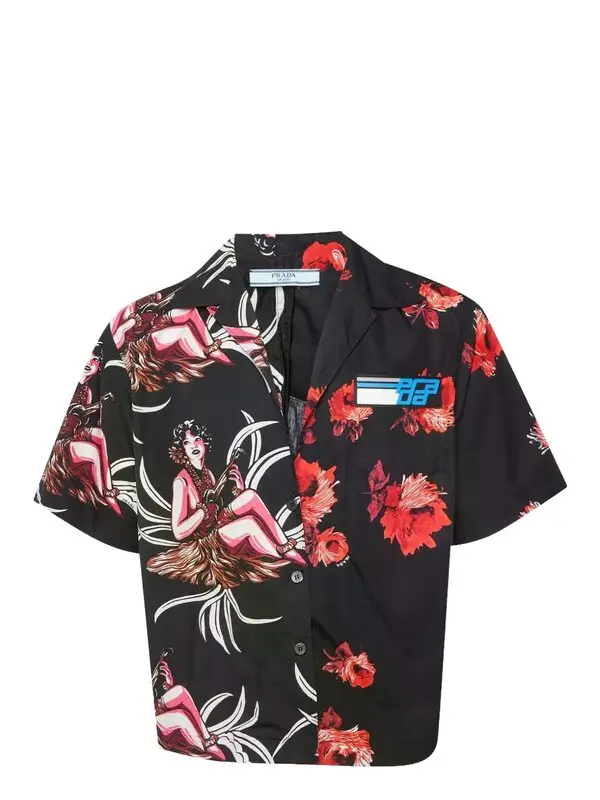 Prada 2018 Floral-print Bowling Shirt - Black