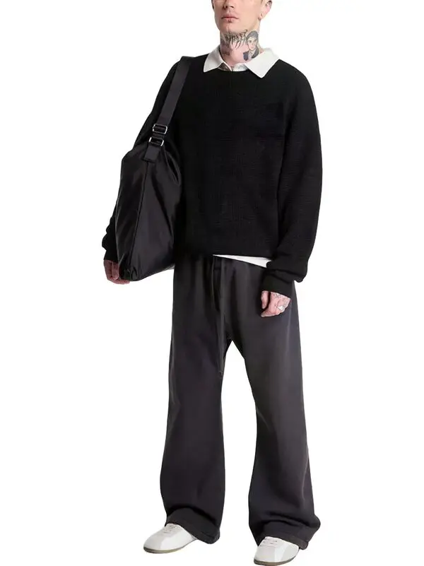 Fear Of God Waffle-knit Crew Neck Sweater - Black