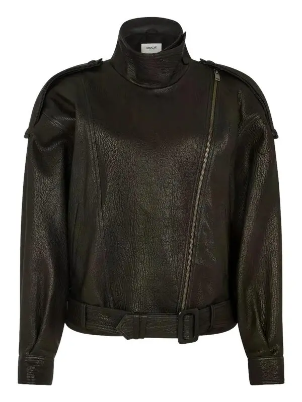 DUCIE Serpa Grained Calf Leather Jacket - Black