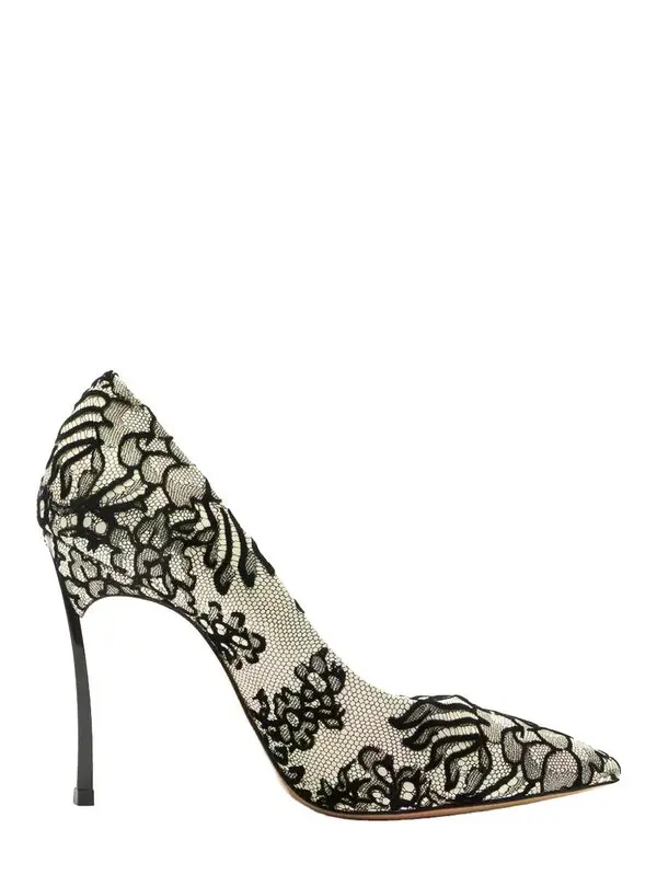 Casadei Pandora Lace Overlay Pointed Toe Pumps - Neutrals